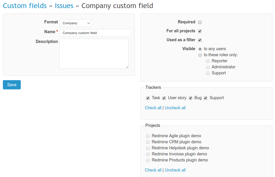 How to use Custom fields in Redmine plugins | RedmineUP Help | Getting started